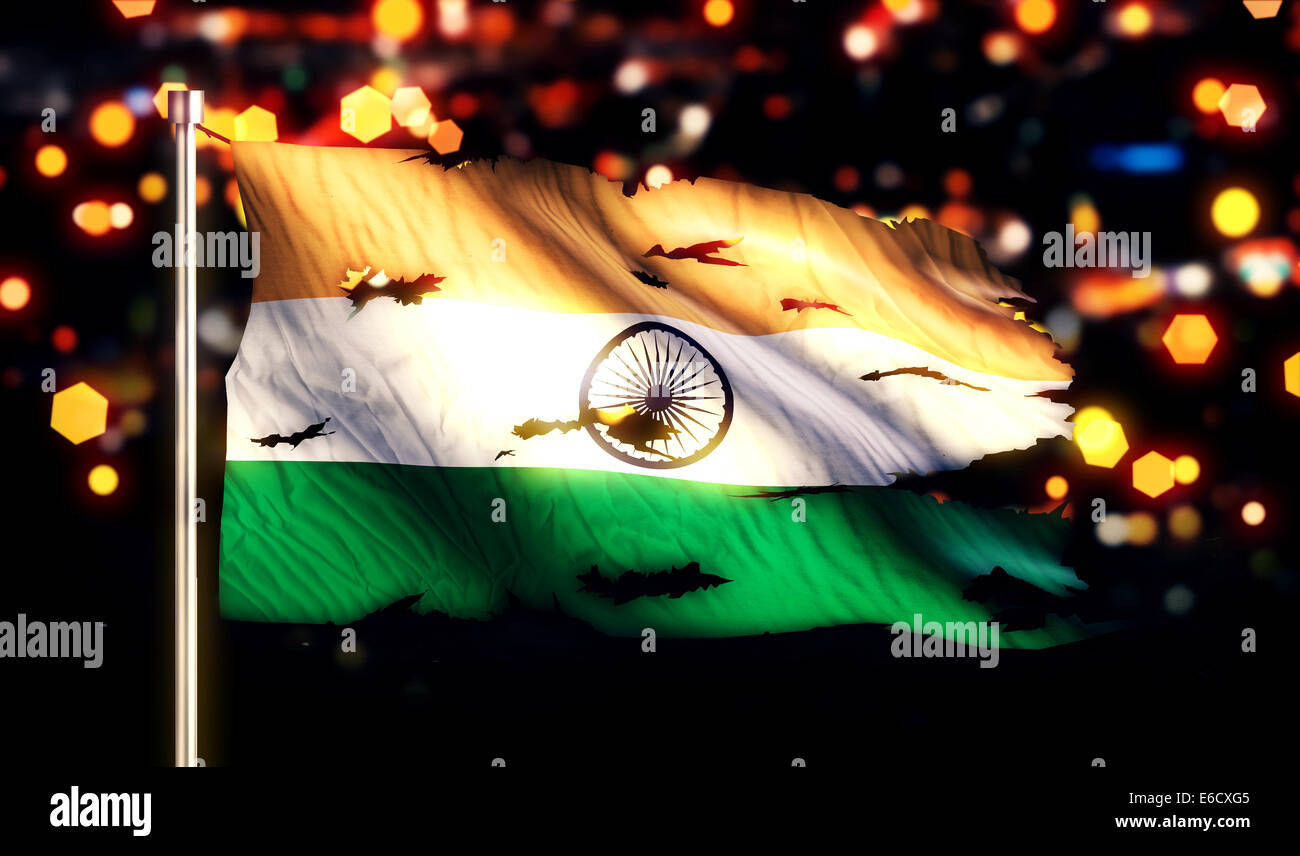 India National Flag Torn Burned War Freedom Night 3D Stock Photo - Alamy