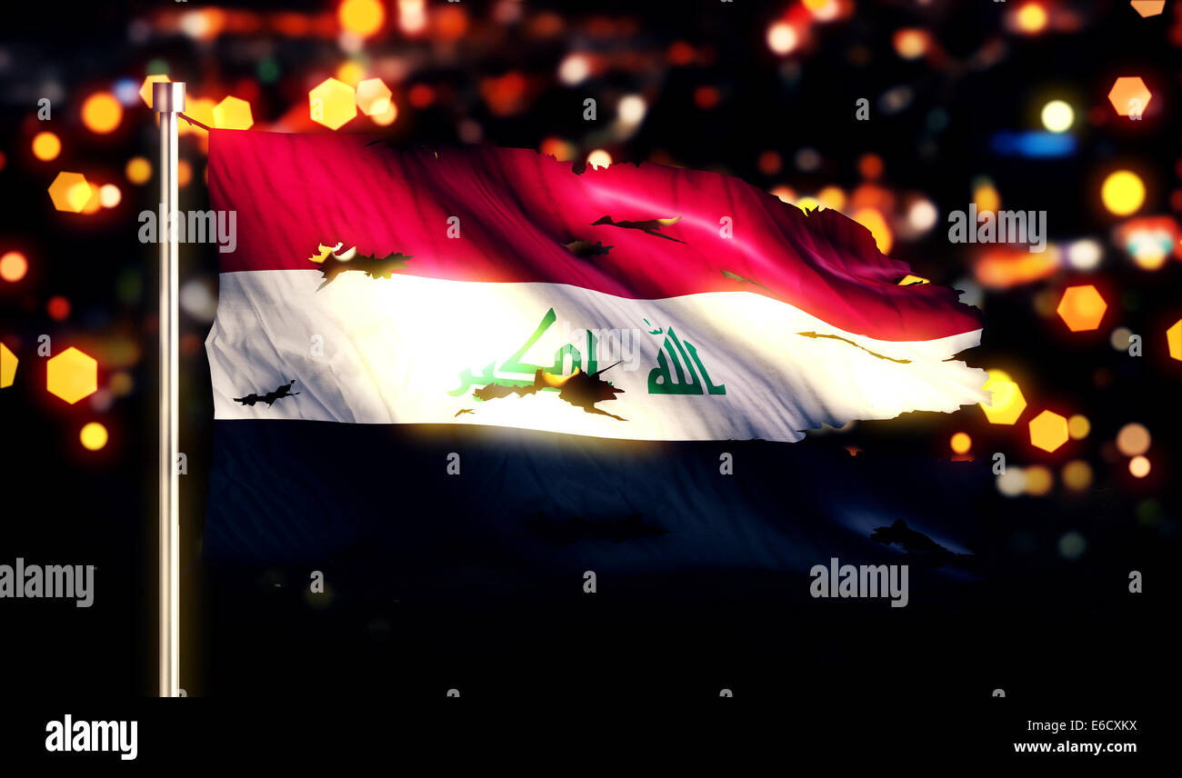 Iraq National Flag Torn Burned War Freedom Night 3D Stock Photo - Alamy