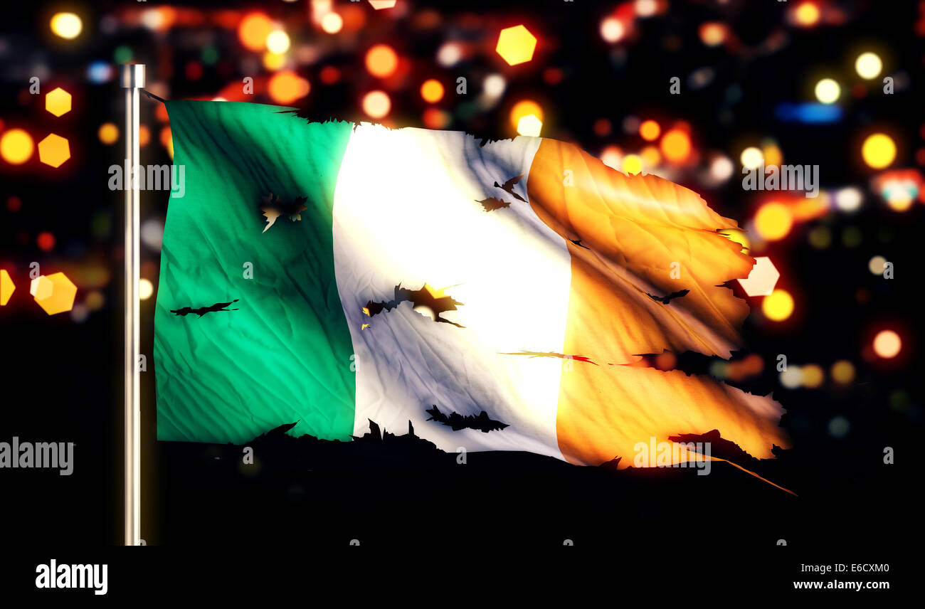 Ireland National Flag Torn Burned War Freedom Night 3D Stock Photo - Alamy