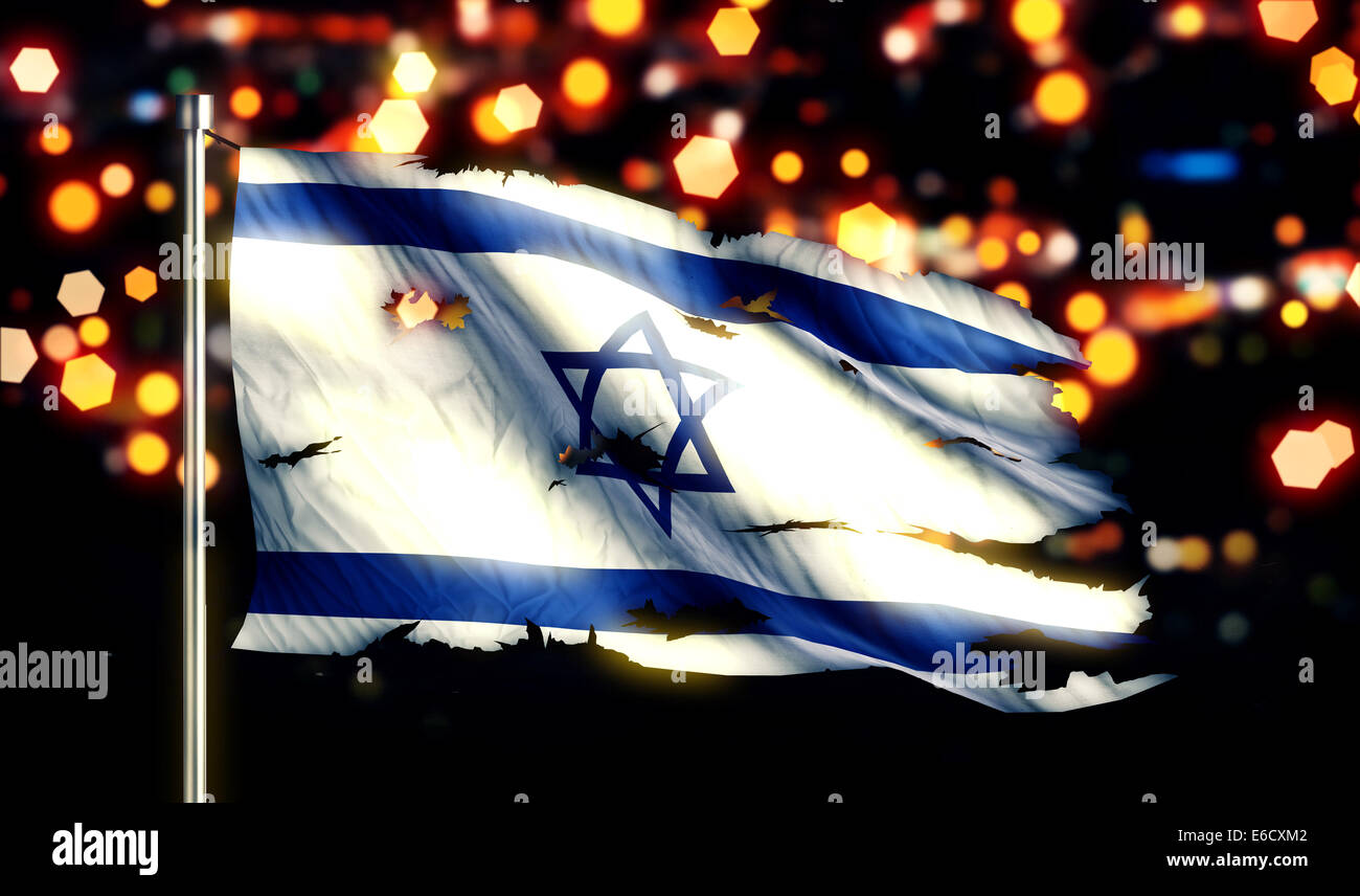 Israel National Flag Torn Burned War Freedom Night 3D Stock Photo - Alamy