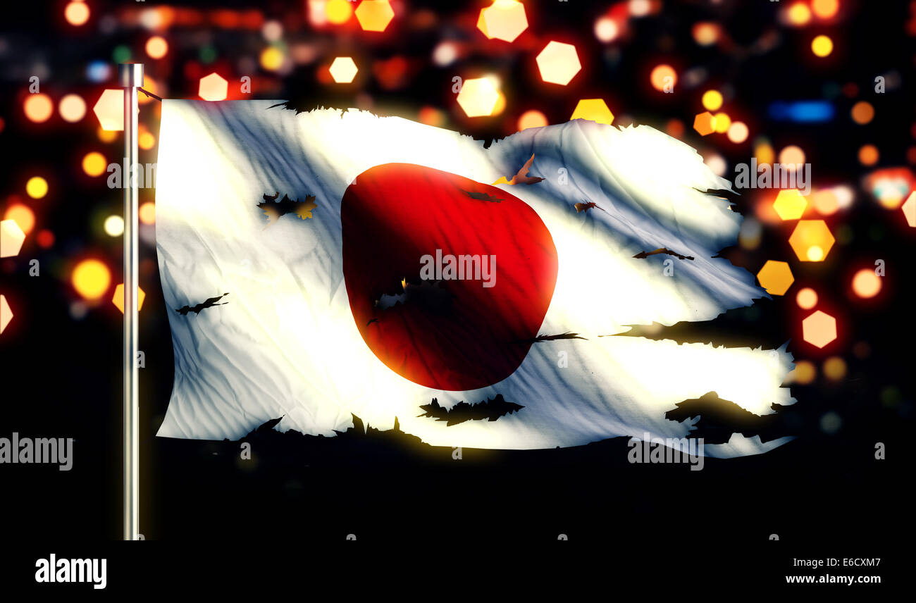 Japan National Flag Torn Burned War Freedom Night 3D Stock Photo - Alamy
