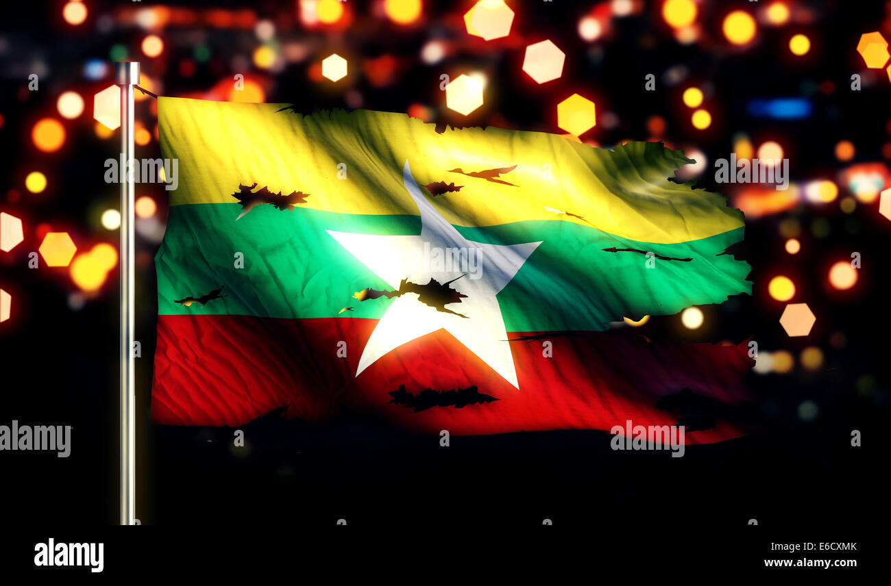 Myanmar National Flag Torn Burned War Freedom Night 3D Stock Photo - Alamy