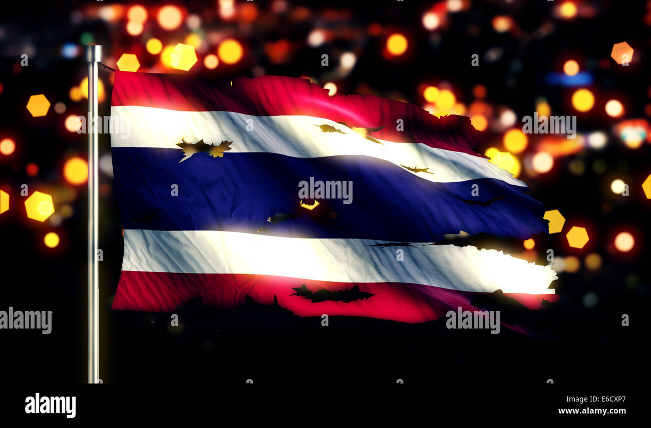 Thailand National Flag Torn Burned War Freedom Night 3D Stock Photo - Alamy