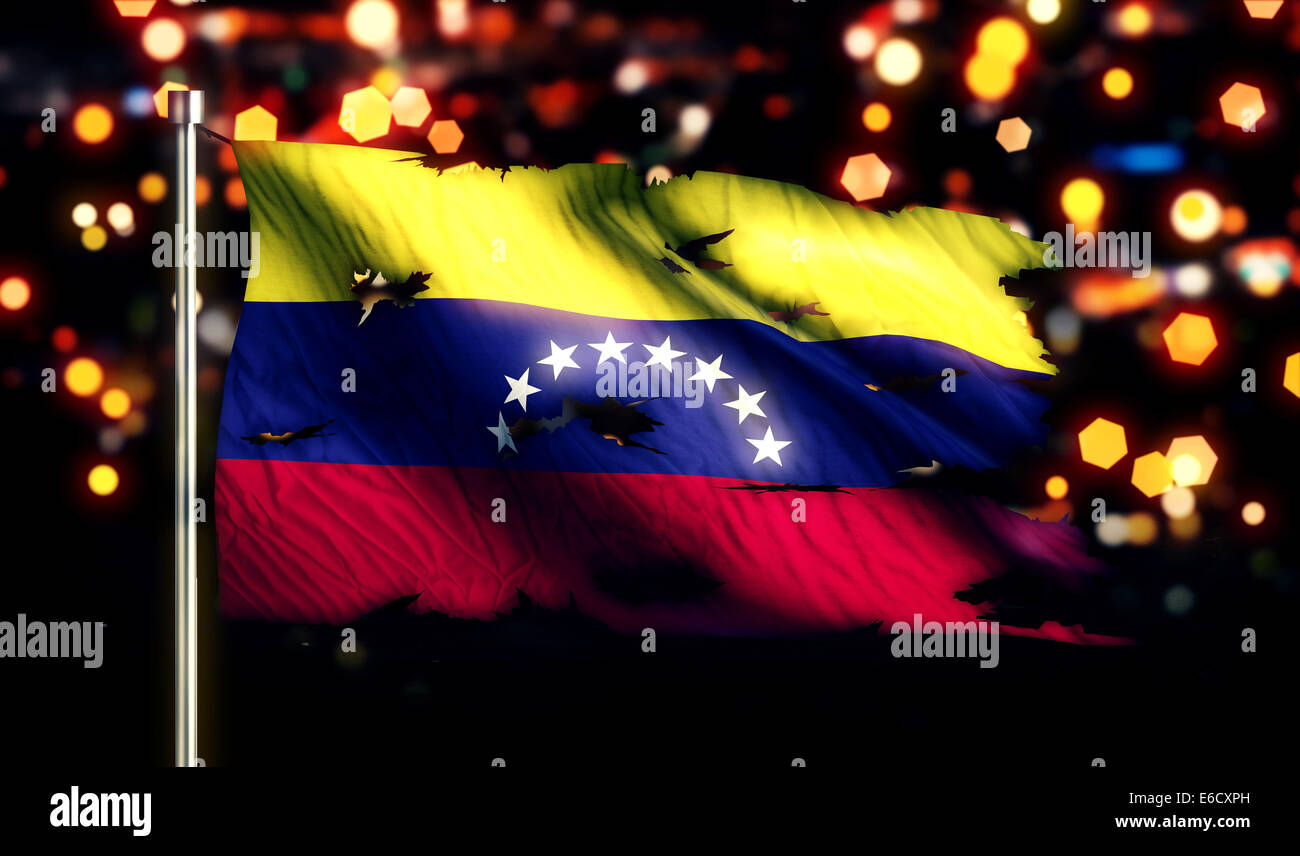 Venezuela National Flag Torn Burned War Freedom Night 3D Stock Photo ...