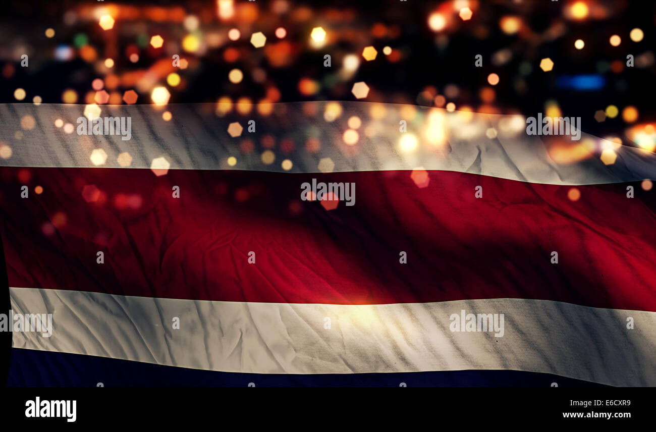 Costa Rica National Flag Light Night Bokeh Abstract Background Stock ...