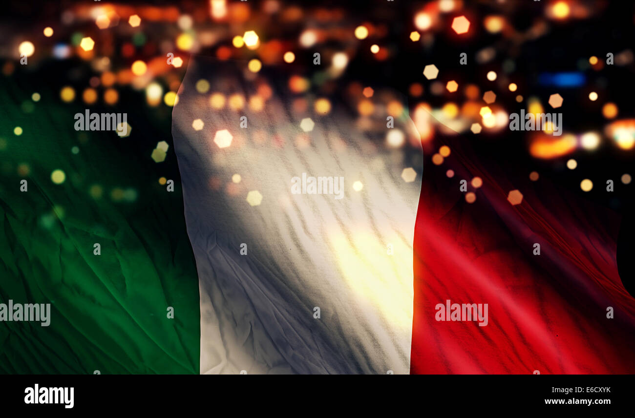 Italy National Flag Light Night Bokeh Abstract Background Stock Photo ...