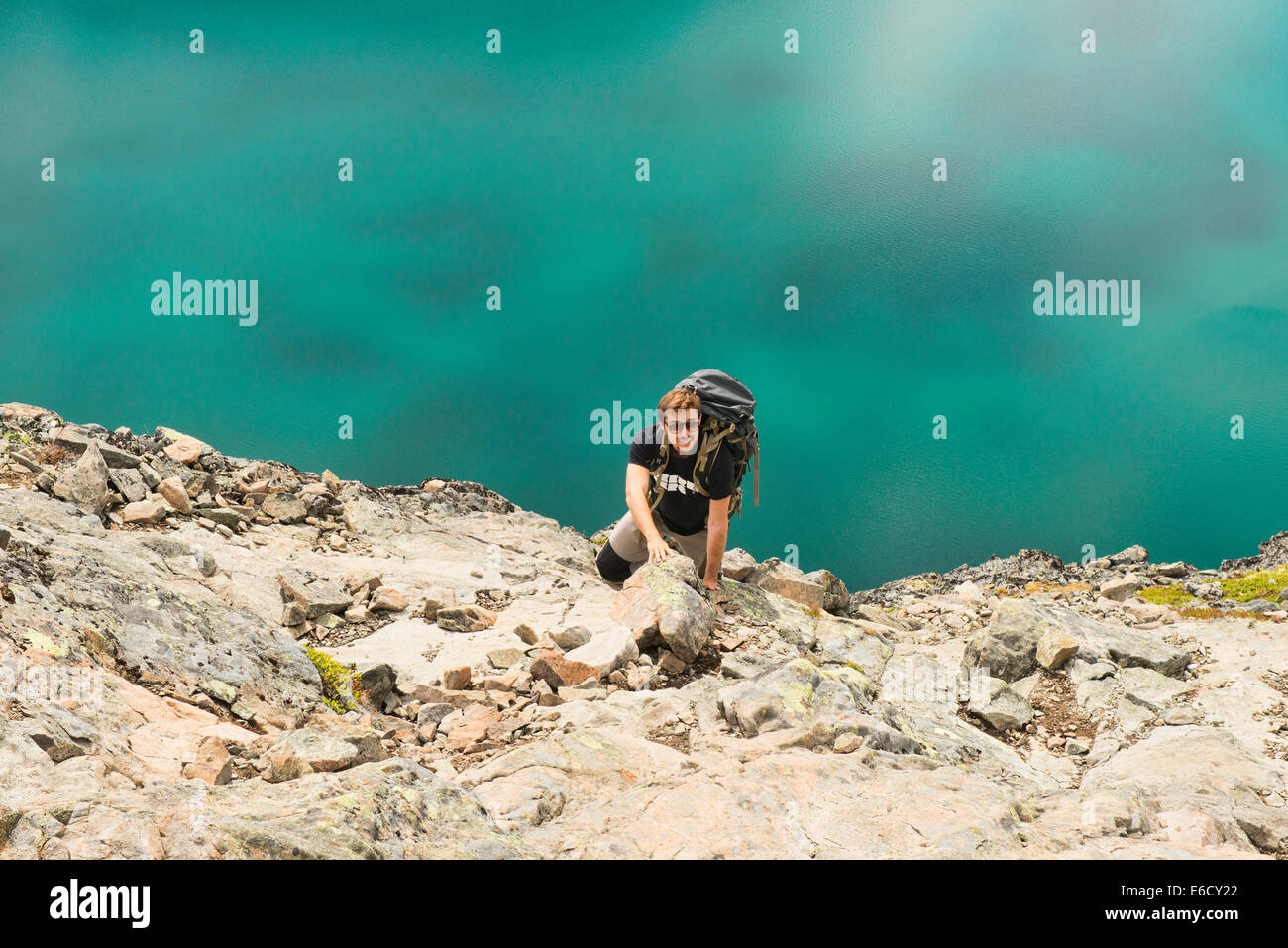 climbing the Besseggen Ridge in Jotunheimen National Park, Norway Stock ...
