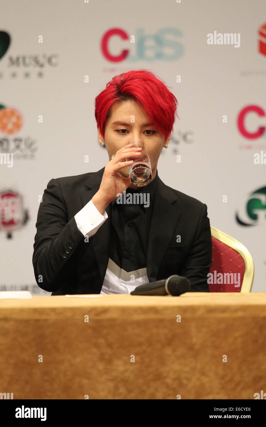 Hong Kong, China. 15th Aug, 2014. Kim Jun-Su, Kim Jae-Joong and Park ...