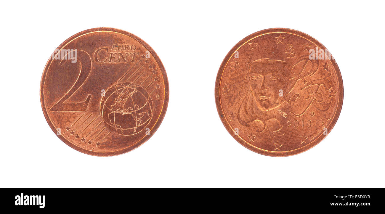 2 Euro cent coin, isolated on white Stock Photo - Alamy