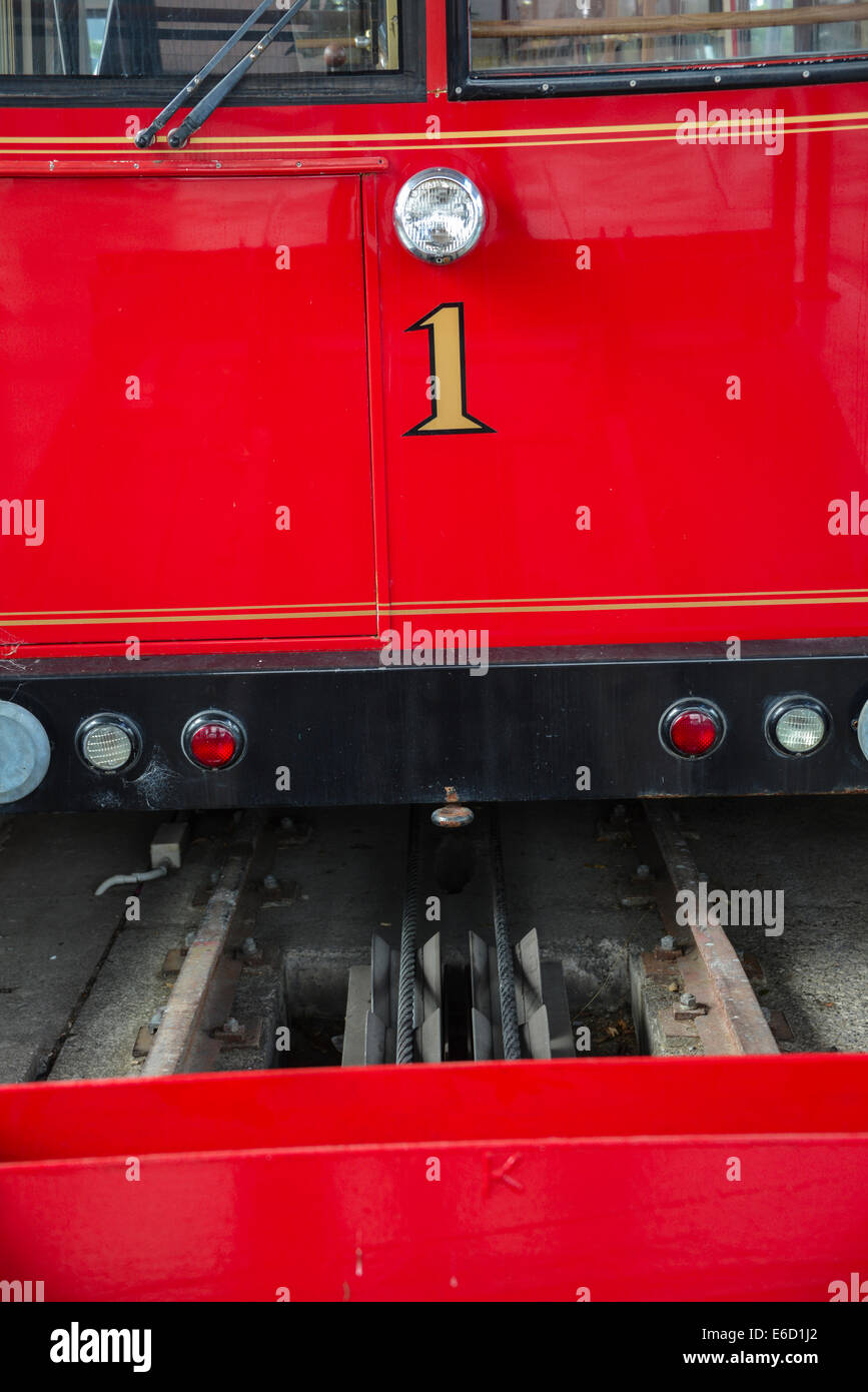 cable car wellington new zealand tram on tracks and buffer of cart with ...