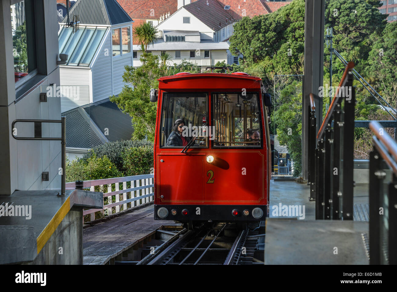 wellington cable car tram wellington red cable car on tracks inside ...