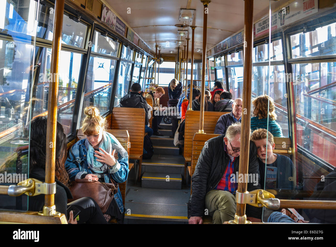 wellington cable car tram wellington red cable car on tracks inside ...