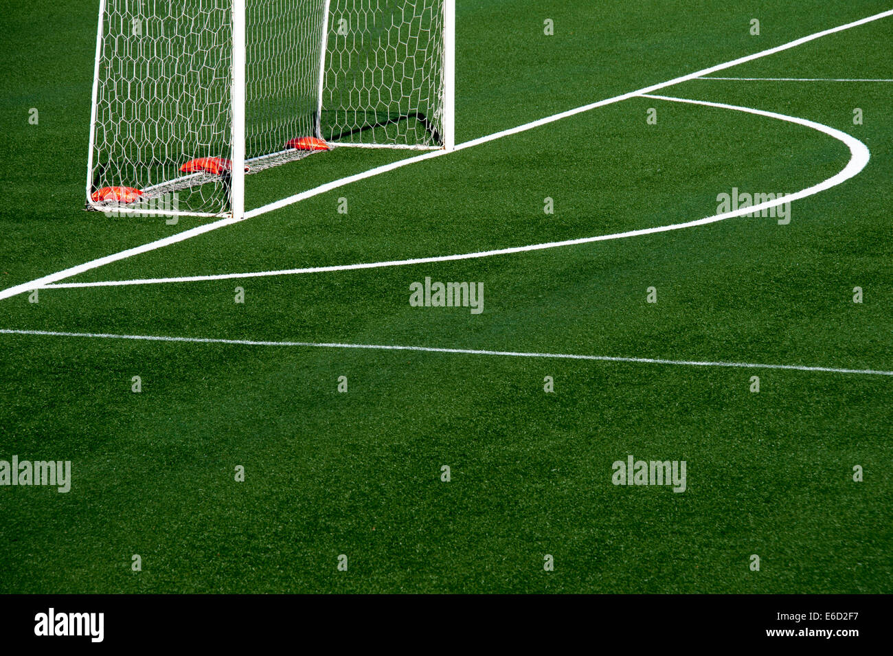 A detail of a soccer field grass with net Stock Photo - Alamy
