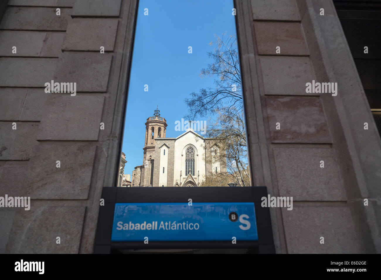 Province barcelona sign sabadel atlantico reflection church mirror hi ...