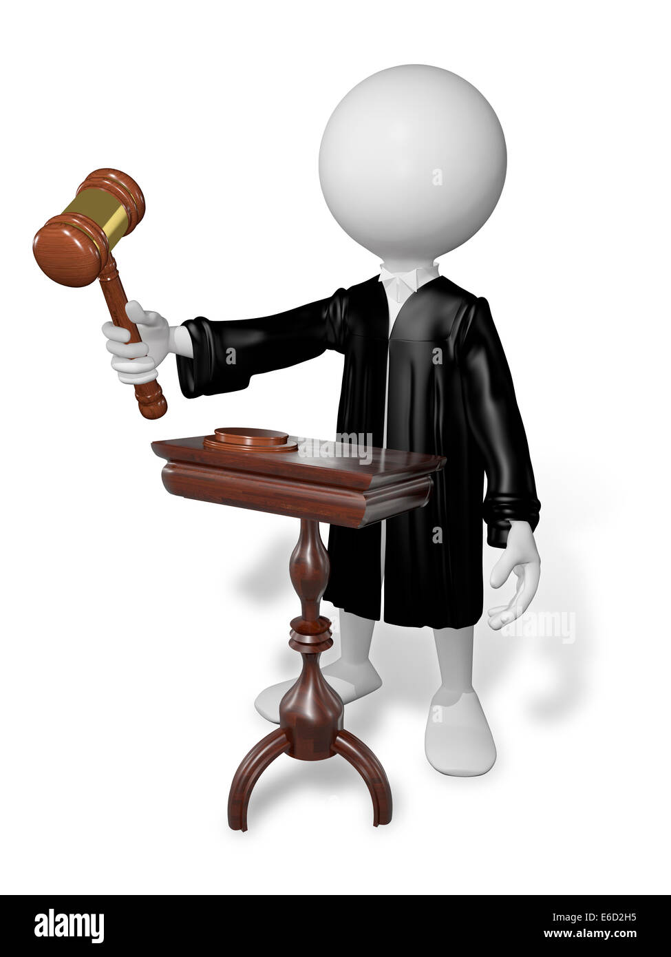 abstract illustration of a judge with gavel at the table Stock Photo ...