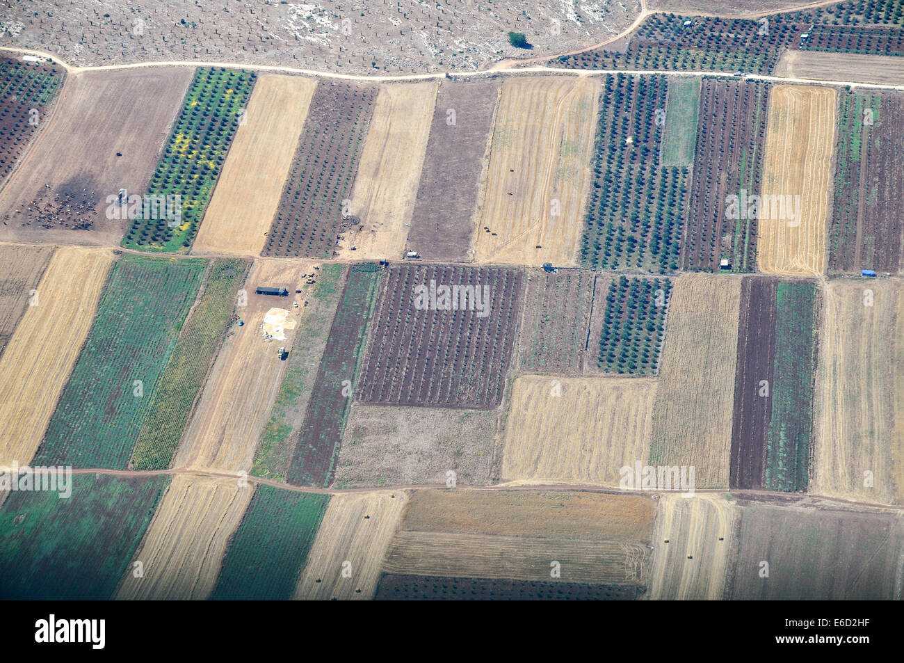 Aerial View of cultivated farmland Photographed in Israel Stock Photo ...