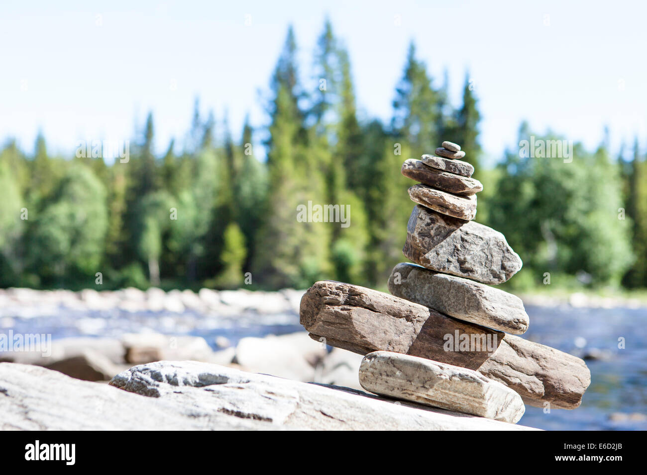 Stack of rocks by a river in the north of Sweden Stock Photo - Alamy