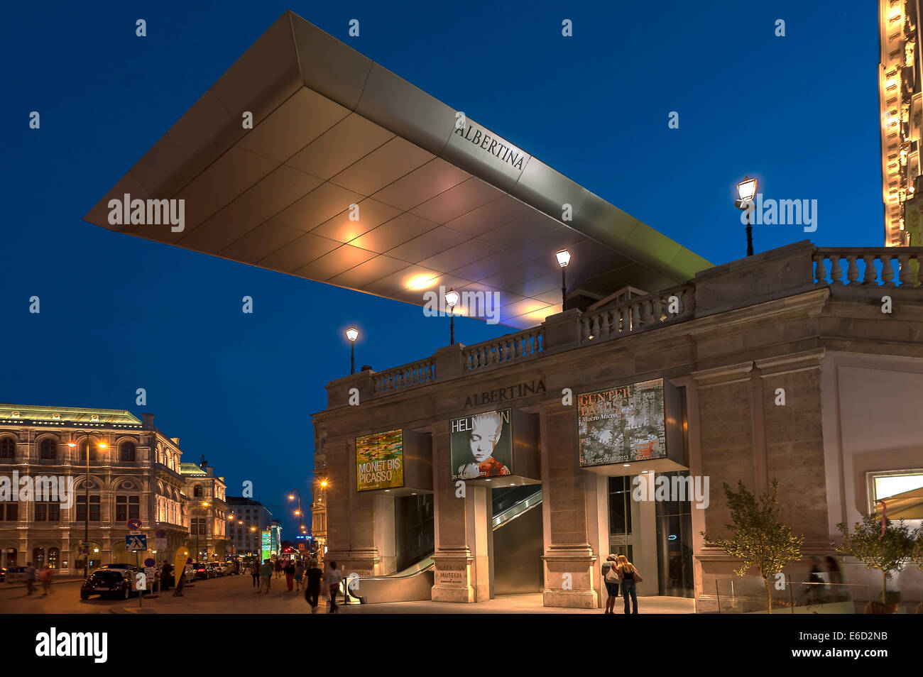 Albertina Art Museum at dusk, Vienna, Vienna State, Austria Stock Photo ...