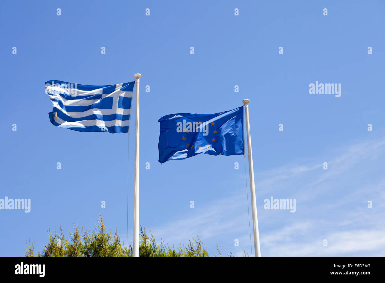 Greek and European Union Flag Stock Photo - Alamy