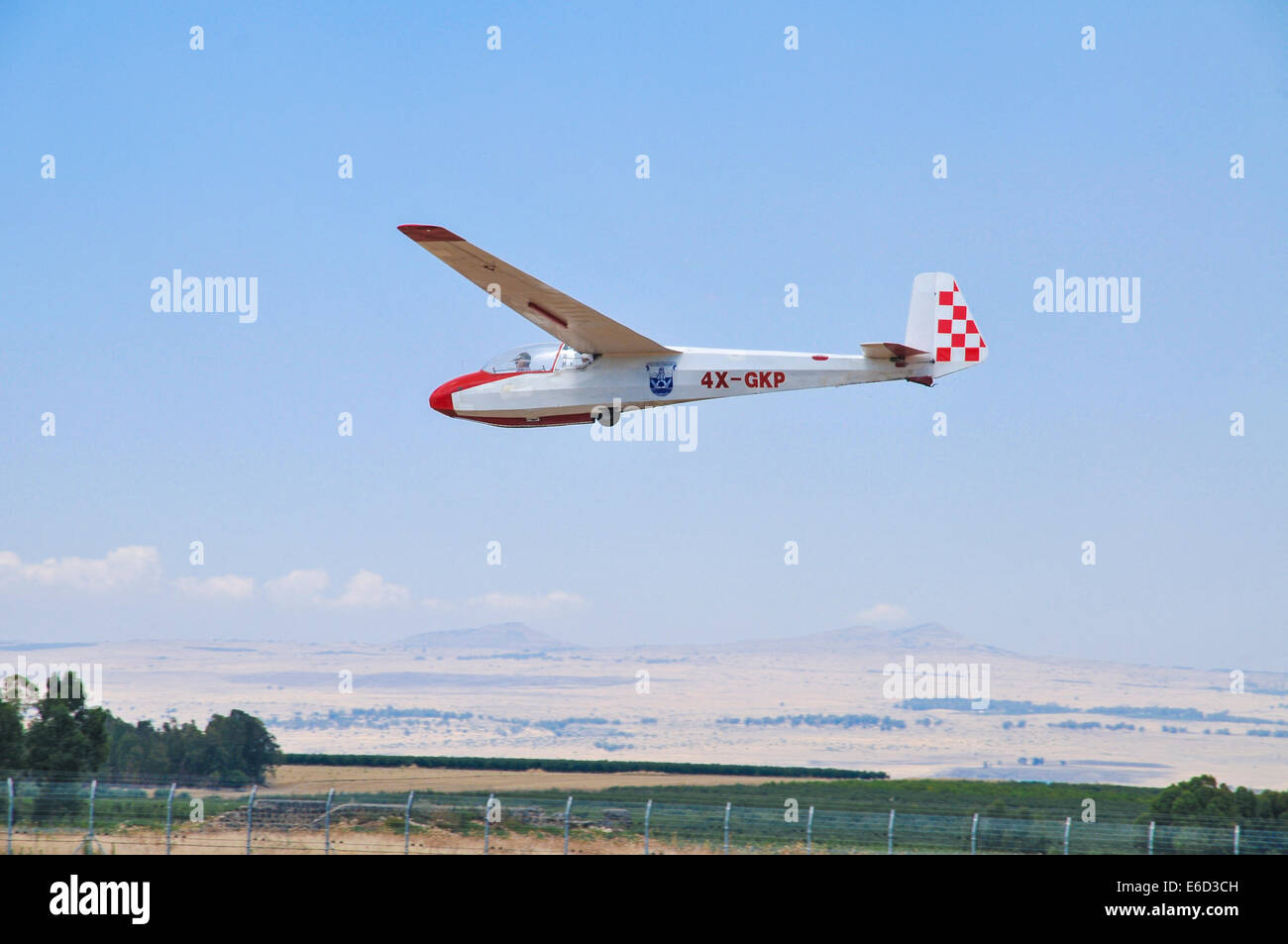 Glider lands at an airstrip Photographed at Rosh Pinna Israel Stock ...