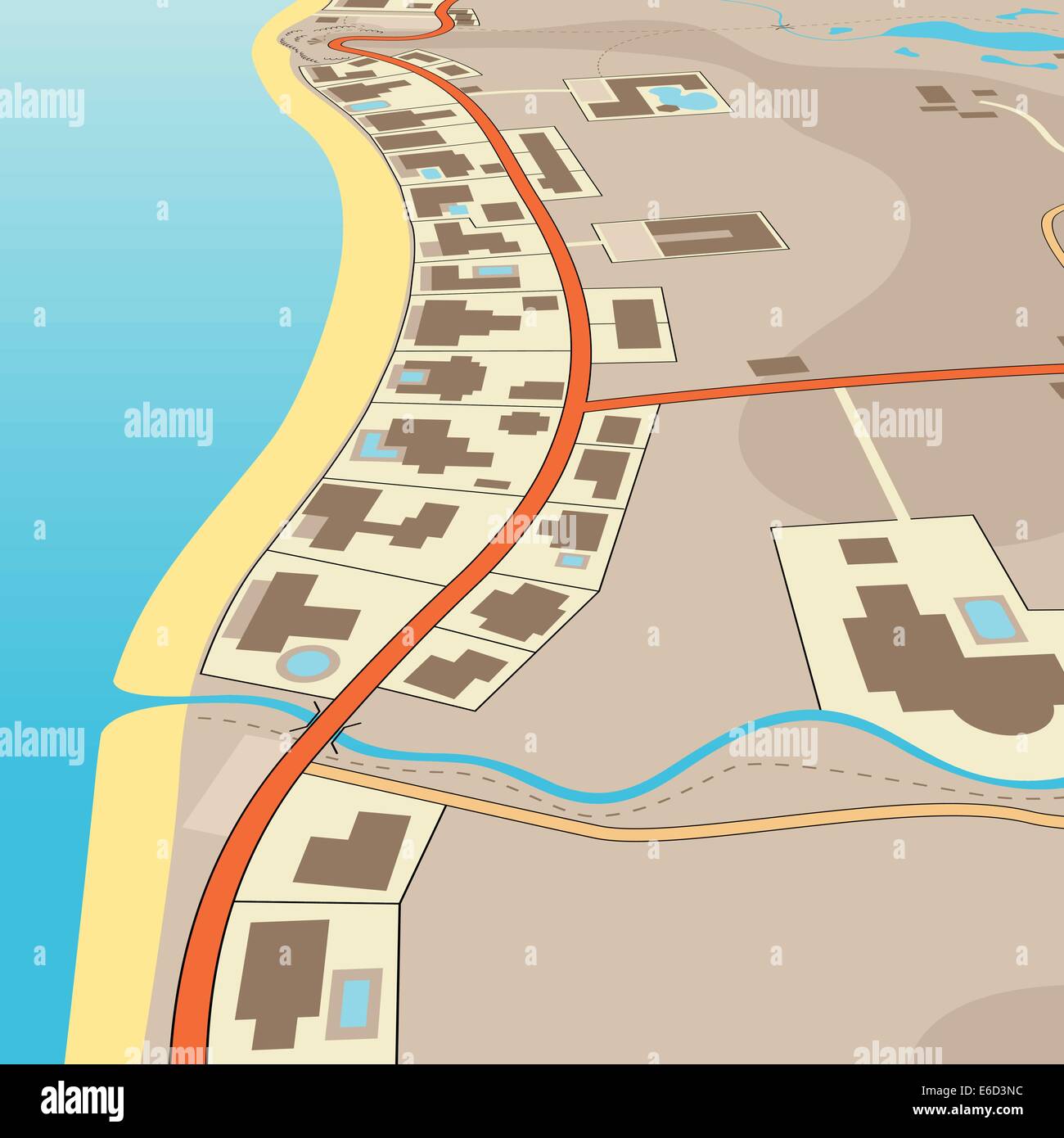 Editable vector illustration of an angled generic map of exclusive ...