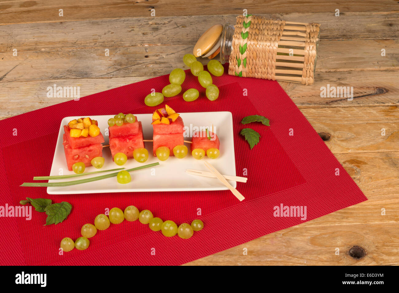 Fruity watermelon train, a creative dessert for kids Stock Photo - Alamy