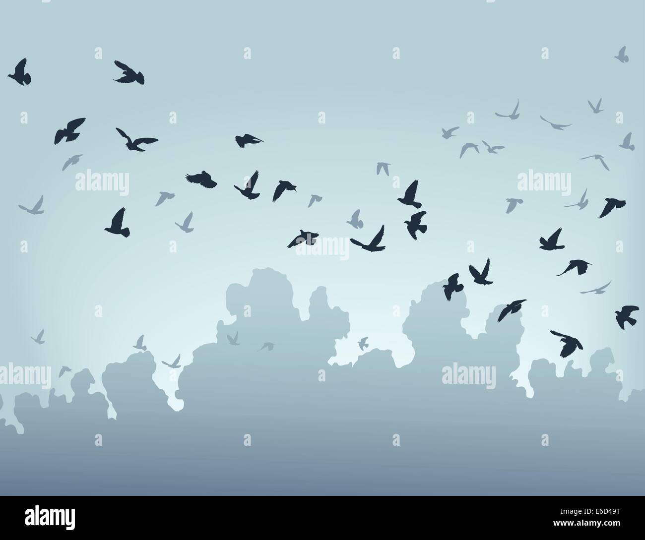 Vector illustration of a flock of flying birds Stock Vector Image & Art ...