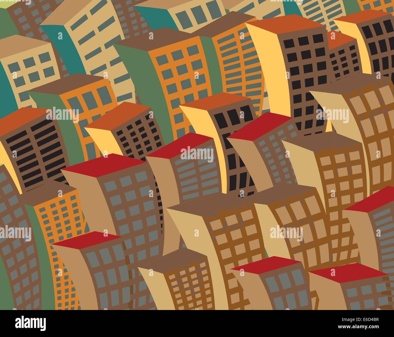Editable vector illustration of bending skyscrapers Stock Vector Image ...