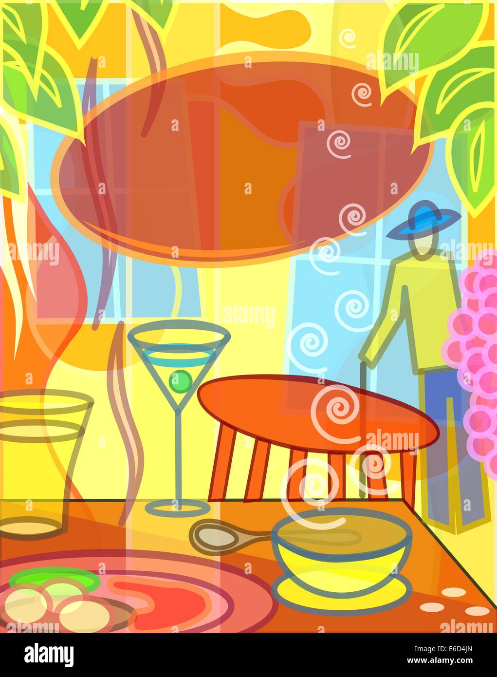 Colorful editable vector illustration of a cafe scene Stock Vector ...