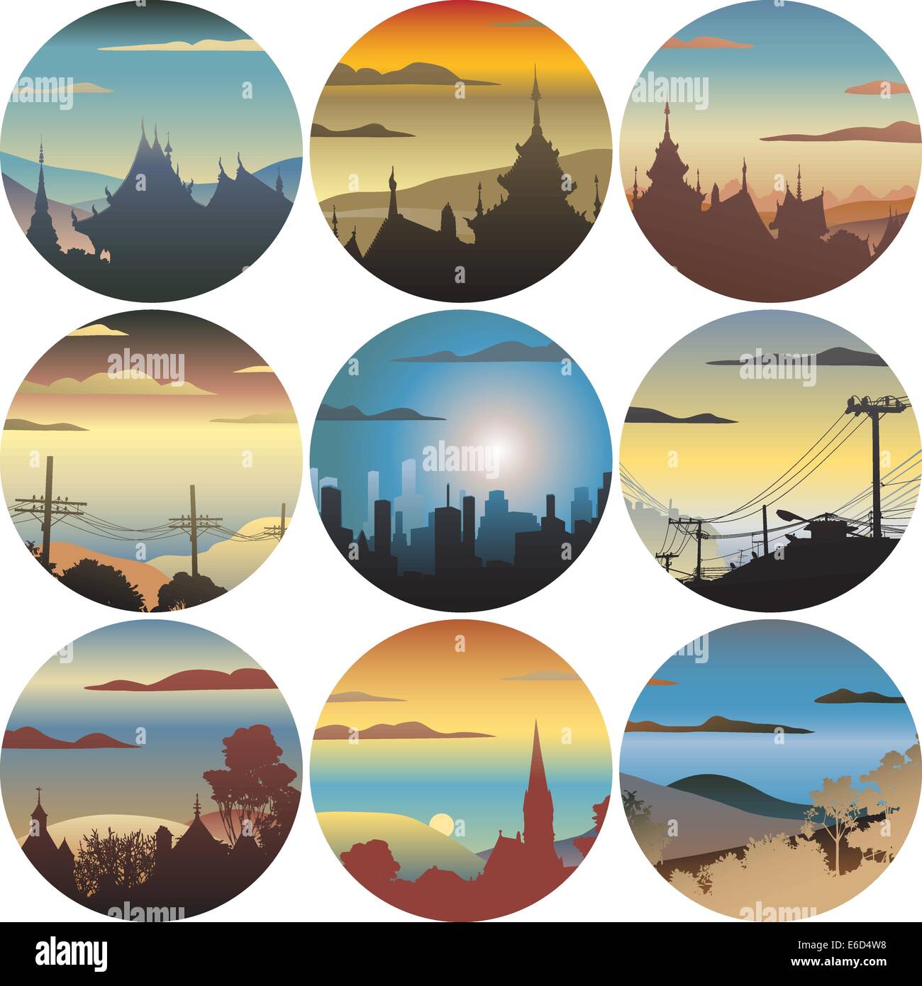 Colourful vector silhouettes hi-res stock photography and images - Alamy