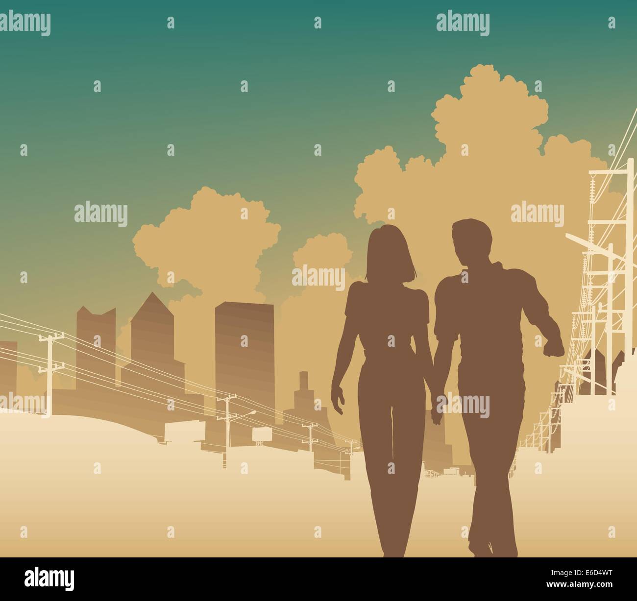 Woman with walking pole Stock Vector Images - Alamy