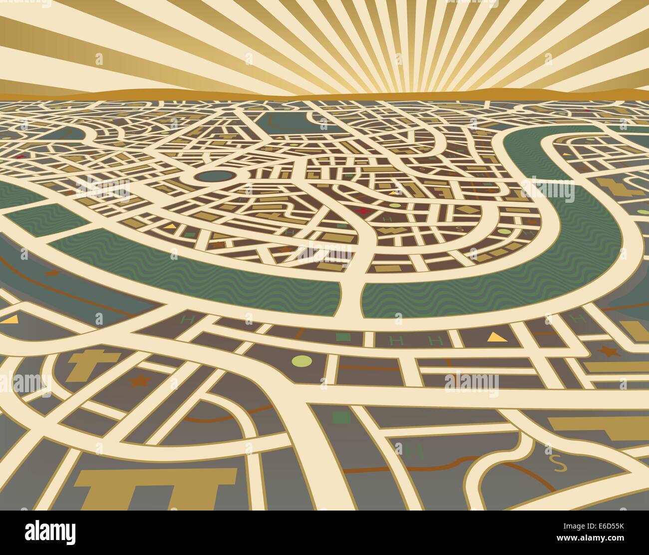 Editable vector illustration of a street map landscape Stock Vector ...
