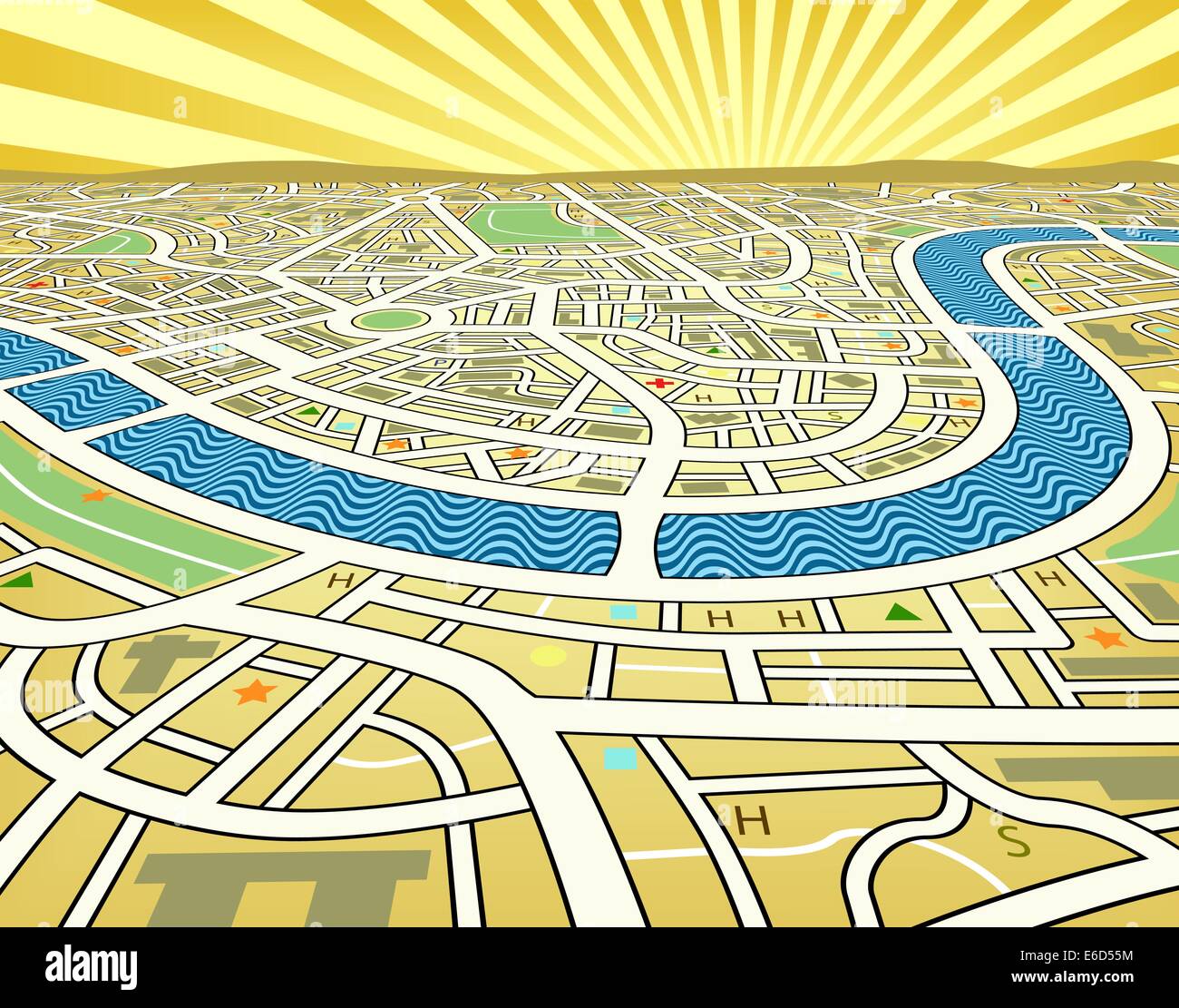 Editable vector illustration of a street map landscape Stock Vector ...