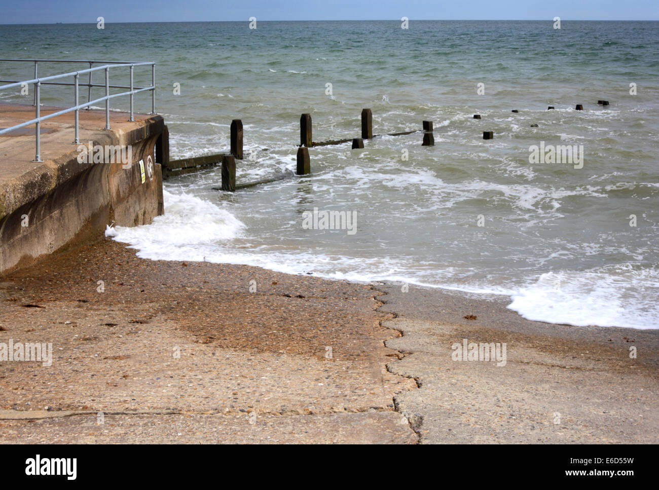 A high tide on the east coast at Overstrand, Norfolk, England, United ...