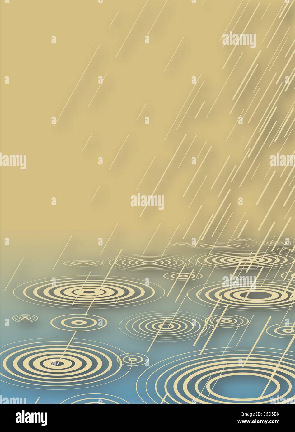 Editable vector illustration of rain falling into water with background ...