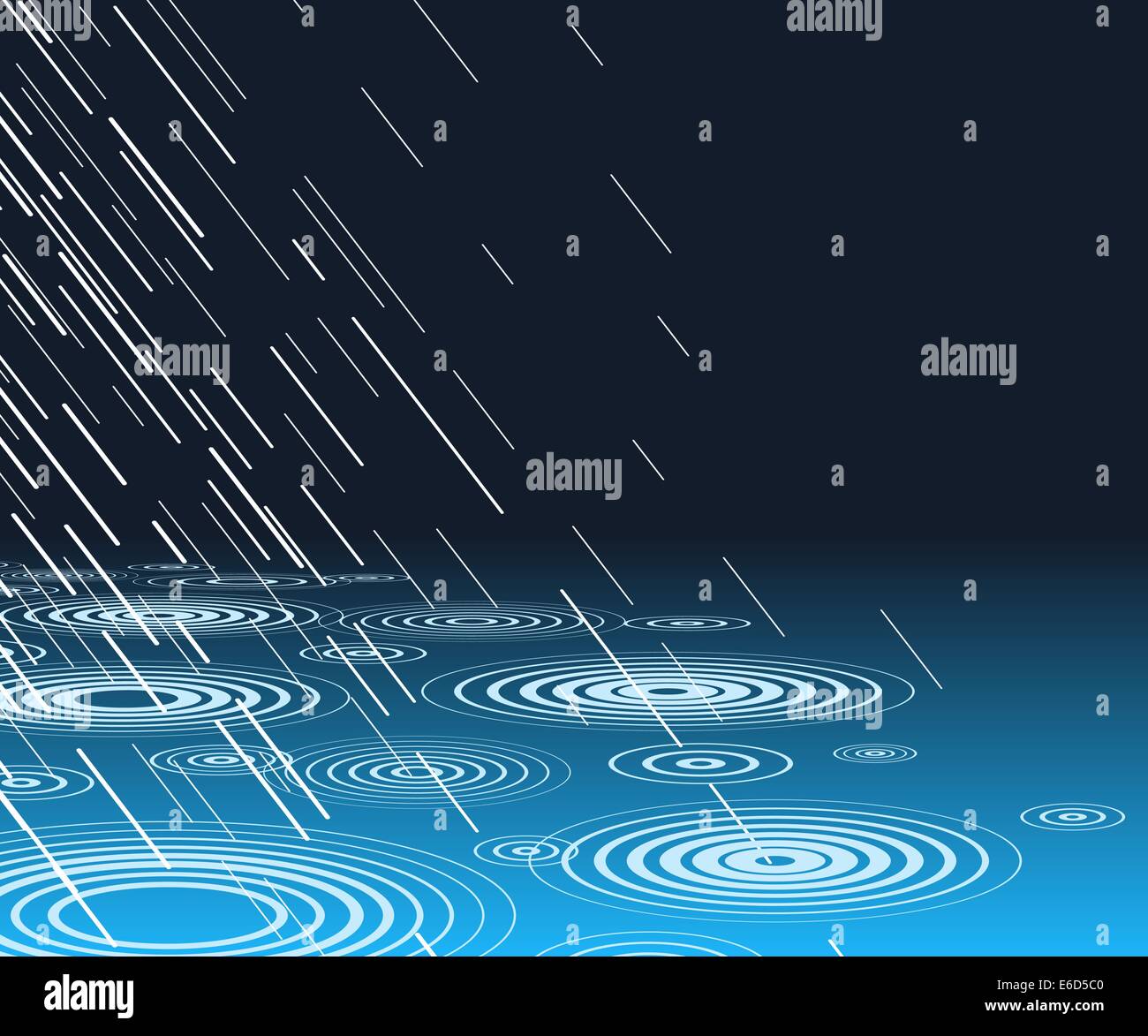 Editable vector illustration of rain falling into water with copy-space ...