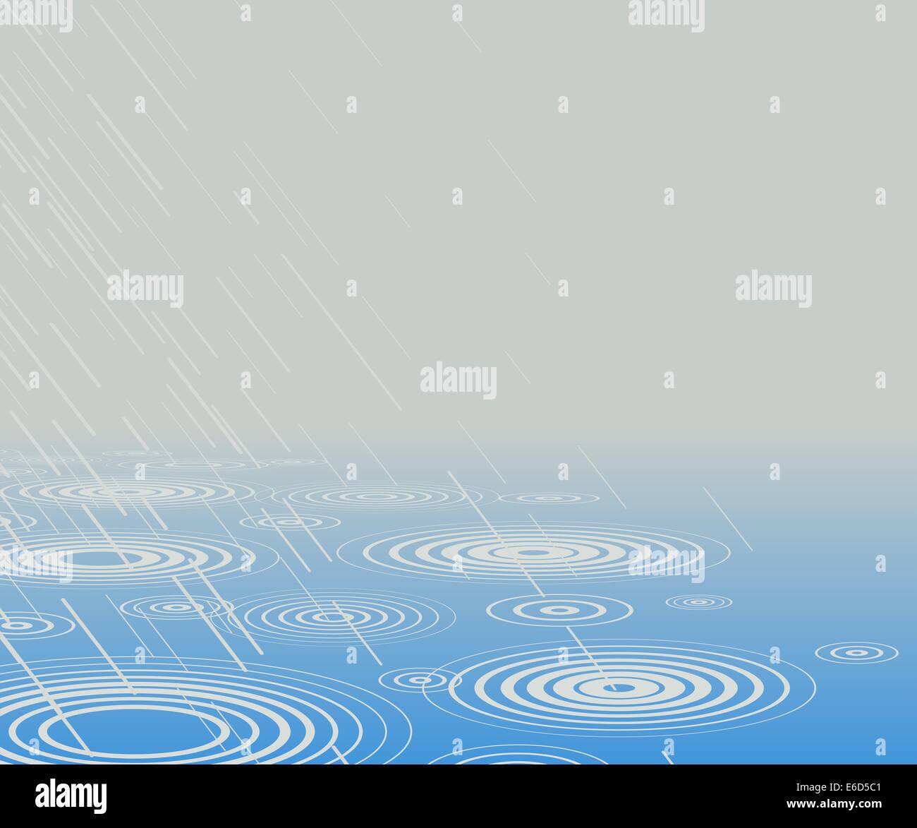 Editable vector illustration of rain falling into water with copy-space ...