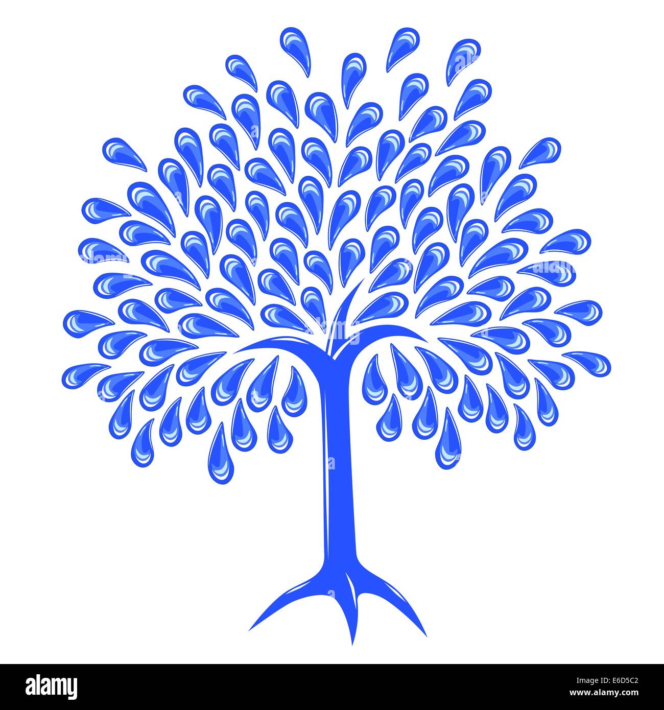 Editable vector illustration of a tree with raindrop leaves Stock ...