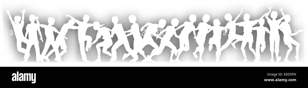 Editable vector cutout of children playing with background shadow made ...