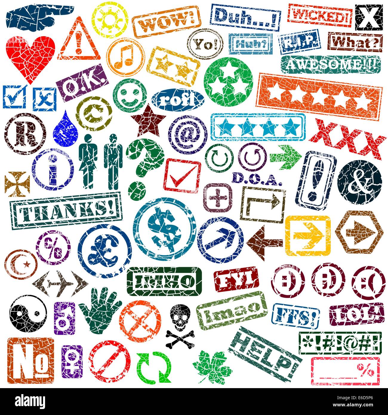 Set of editable vector rubber stamps of words and symbols Stock Vector ...