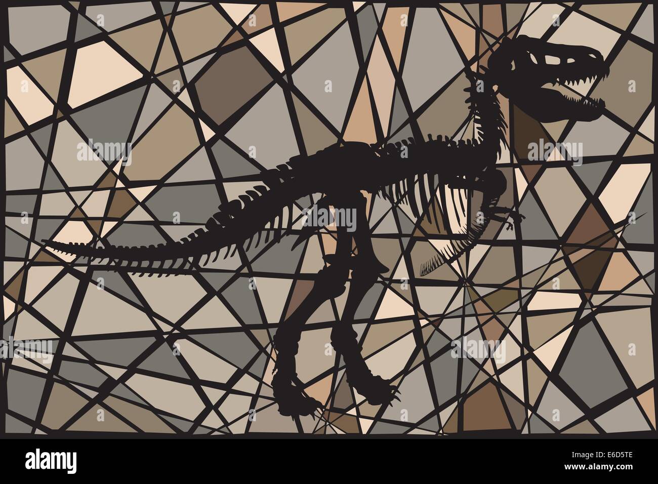 Editable vector mosaic illustration of the skeleton of a Tyrannosaurus ...