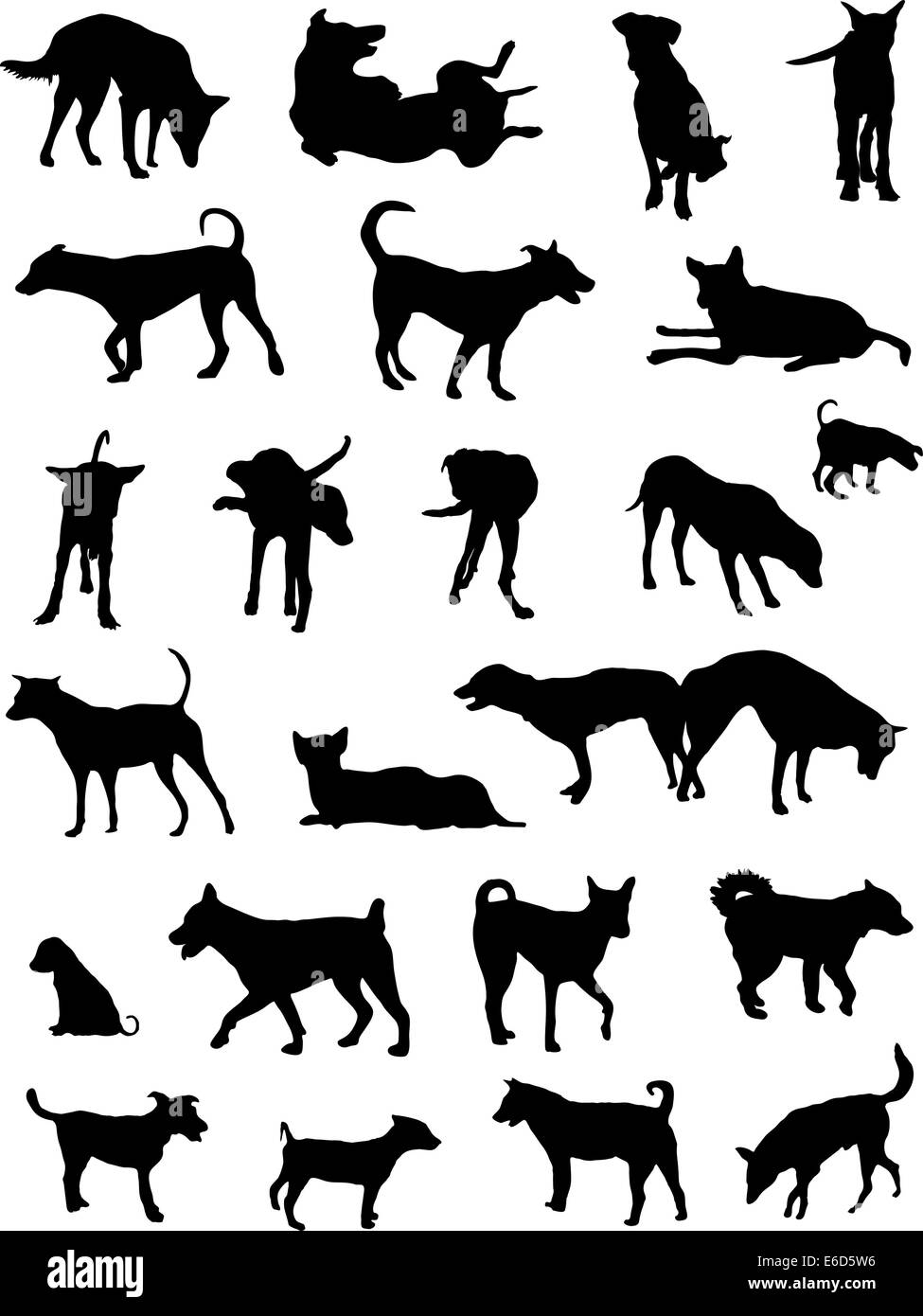 Vector outline silhouettes of generic dogs from Bangkok strays Stock ...