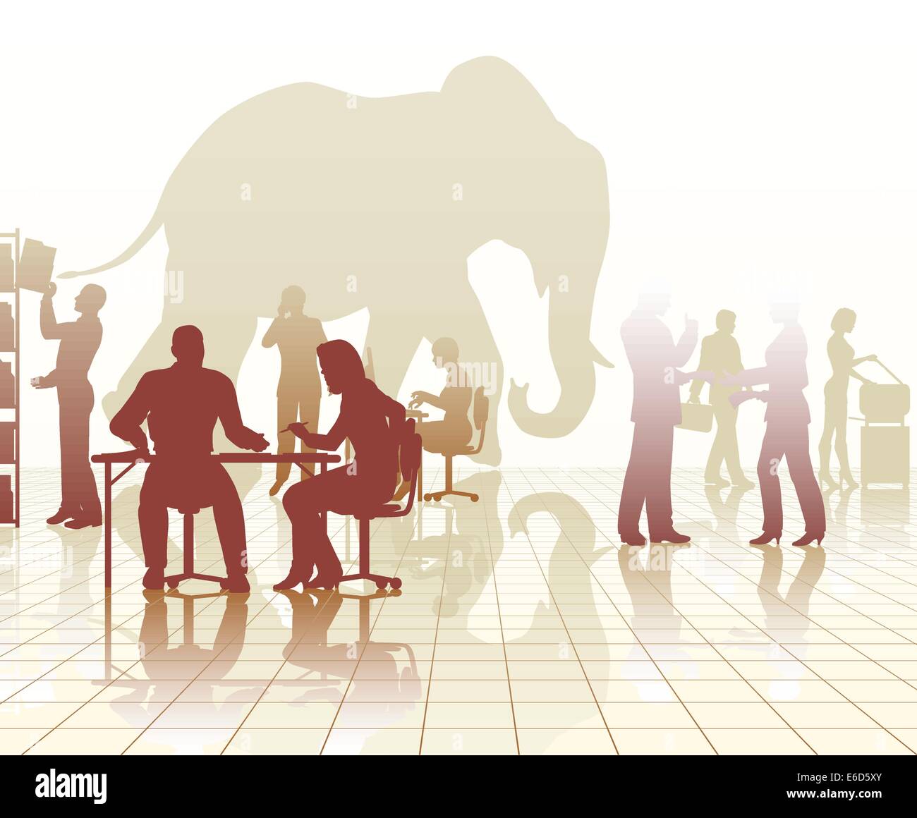 Elephant in the room office Stock Vector Images - Alamy