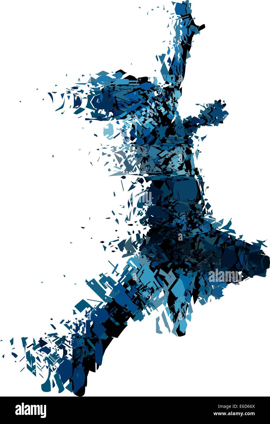 Broken fragmented male active strive speed splinter explode action ...