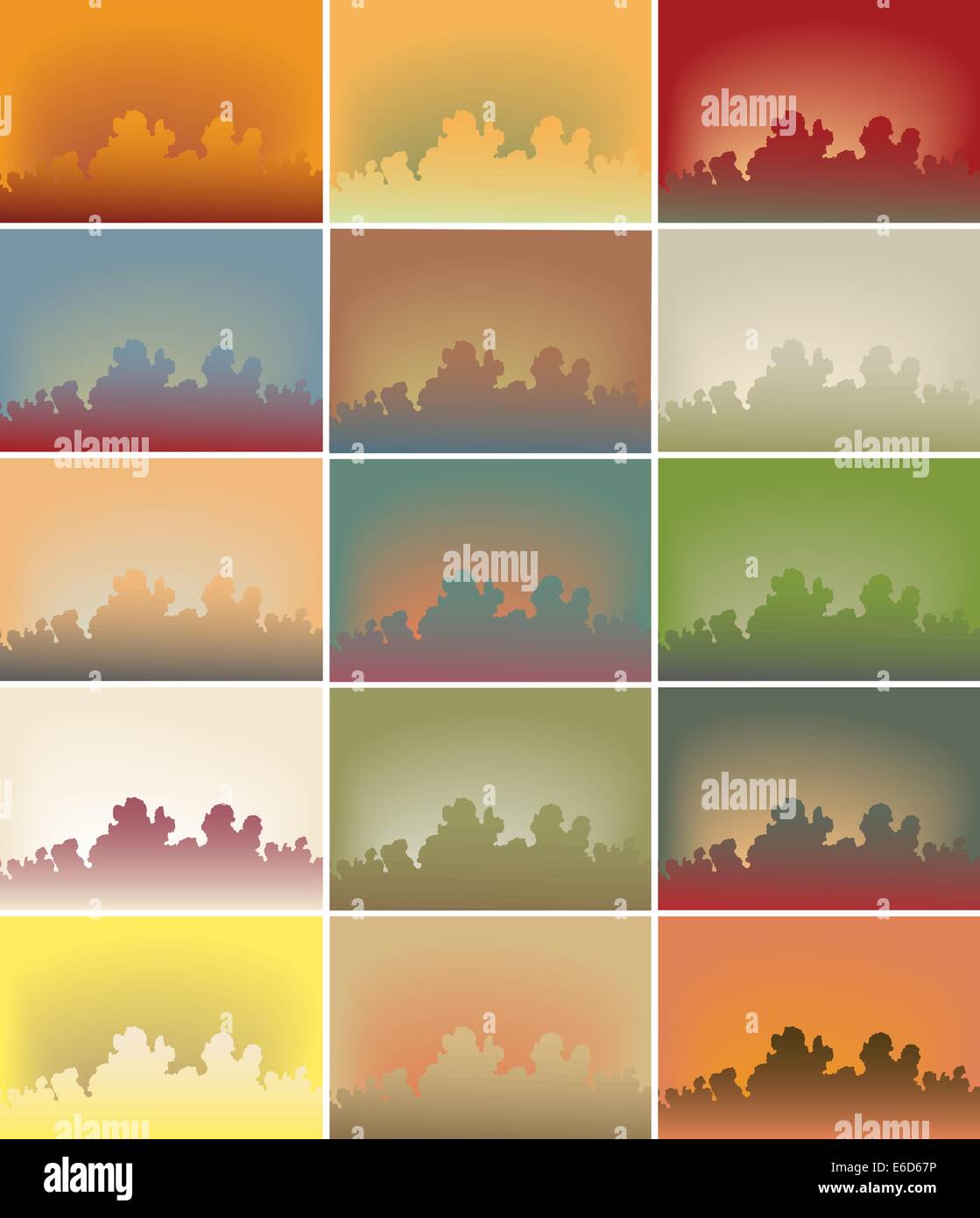 Set of editable vector background illustration of colorful sky ...