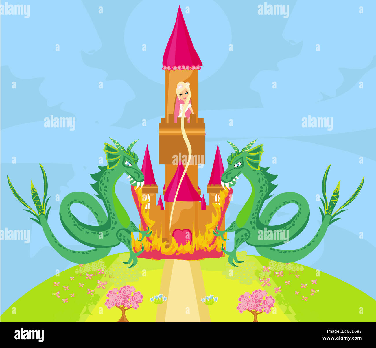 princess in the burning tower Stock Photo - Alamy