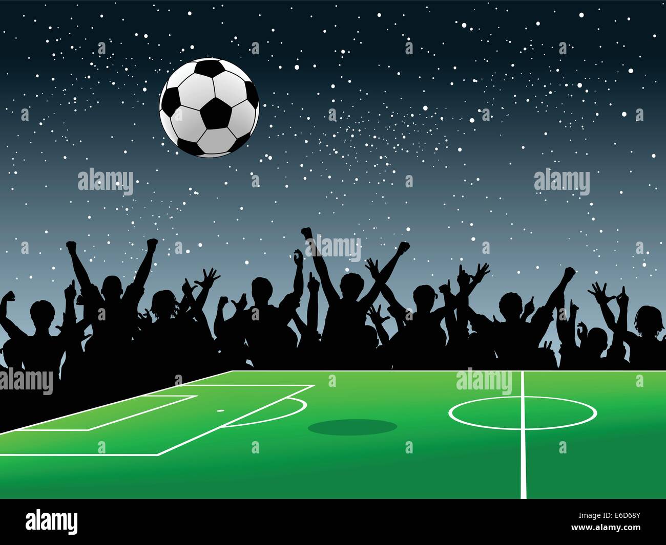 Editable vector design of a crowd around a football pitch at night ...