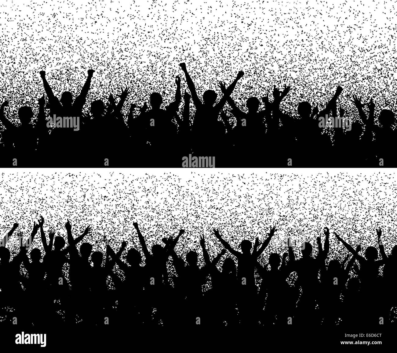 Two editable vector crowd silhouettes with grainy grunge Stock Vector ...