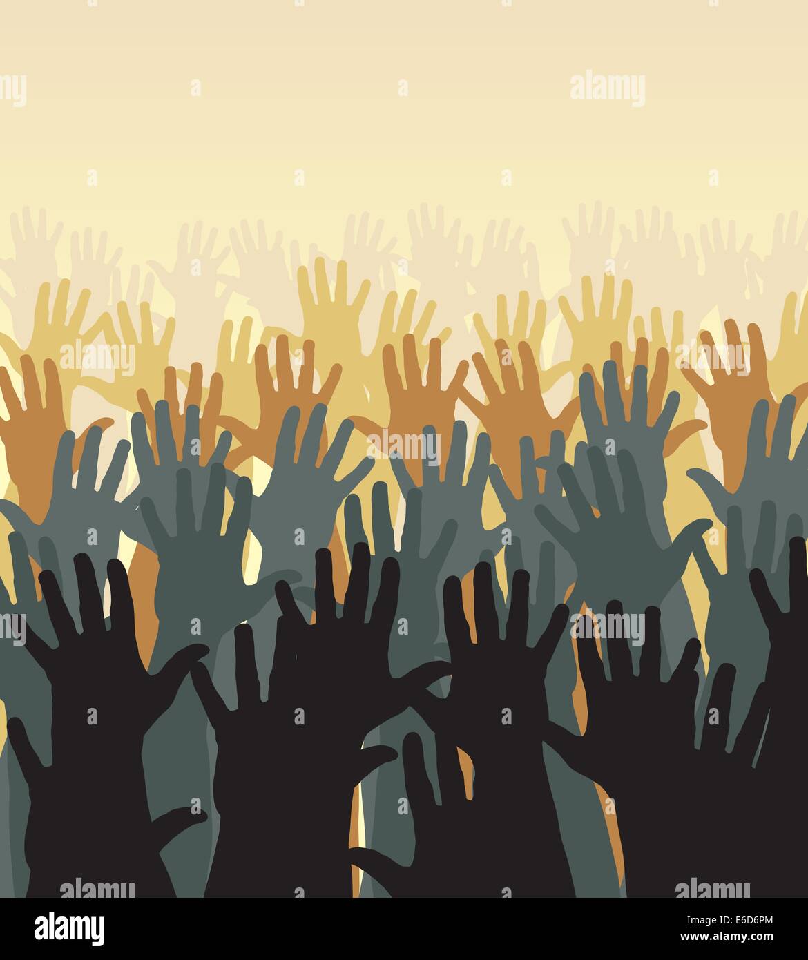 Editable vector illustration of a crowd of waving hands Stock Vector ...