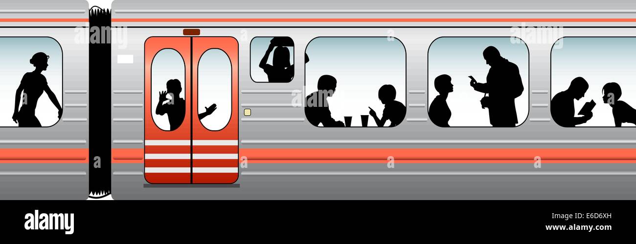 Editable vector illustration of passengers on a train Stock Vector ...